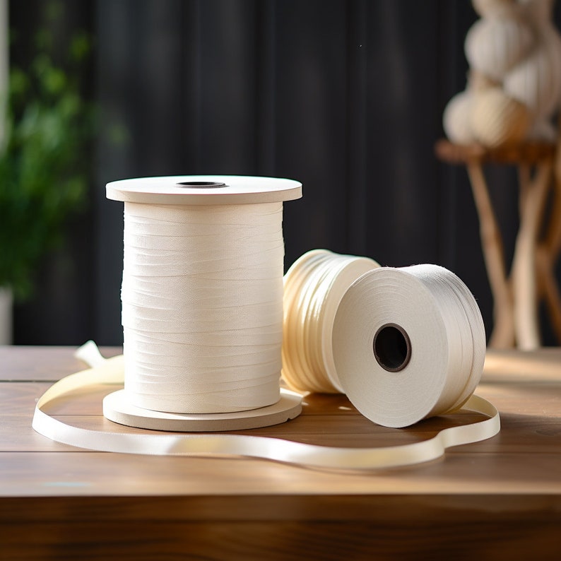 Cotton Ribbon for Labels & Print - 10 Yards (9 M) Unprinted Flat Soft ...