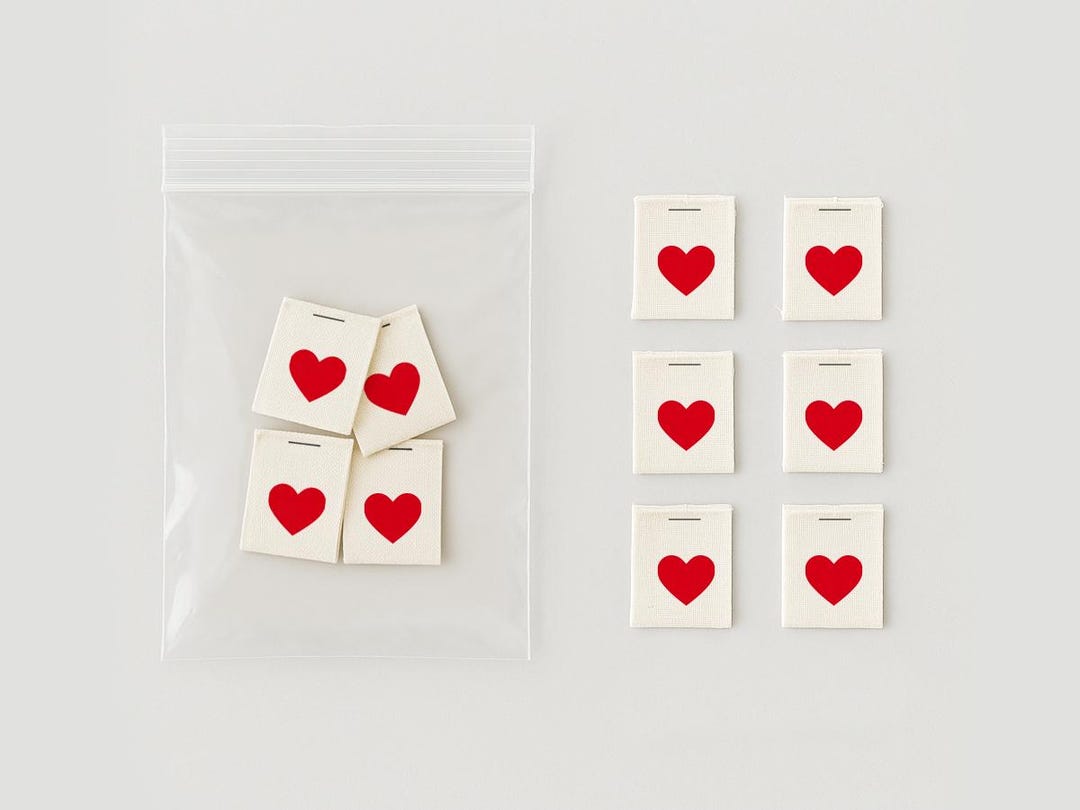 Red Heart Sewing Labels – 20 Pcs Folded Cotton Tags for Wedding Gifts ...