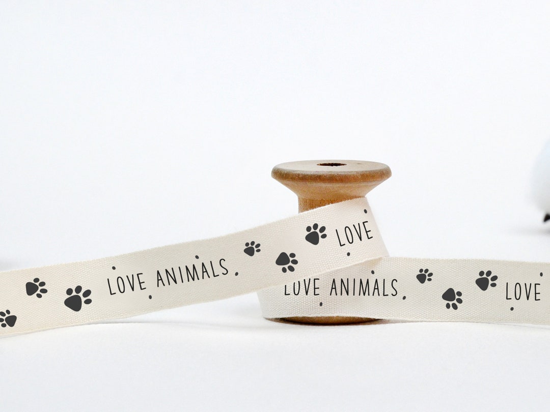 Love Animals Paw Print Ribbon, 5/8 15 Mm 100% Cotton Wrapping Tape for ...