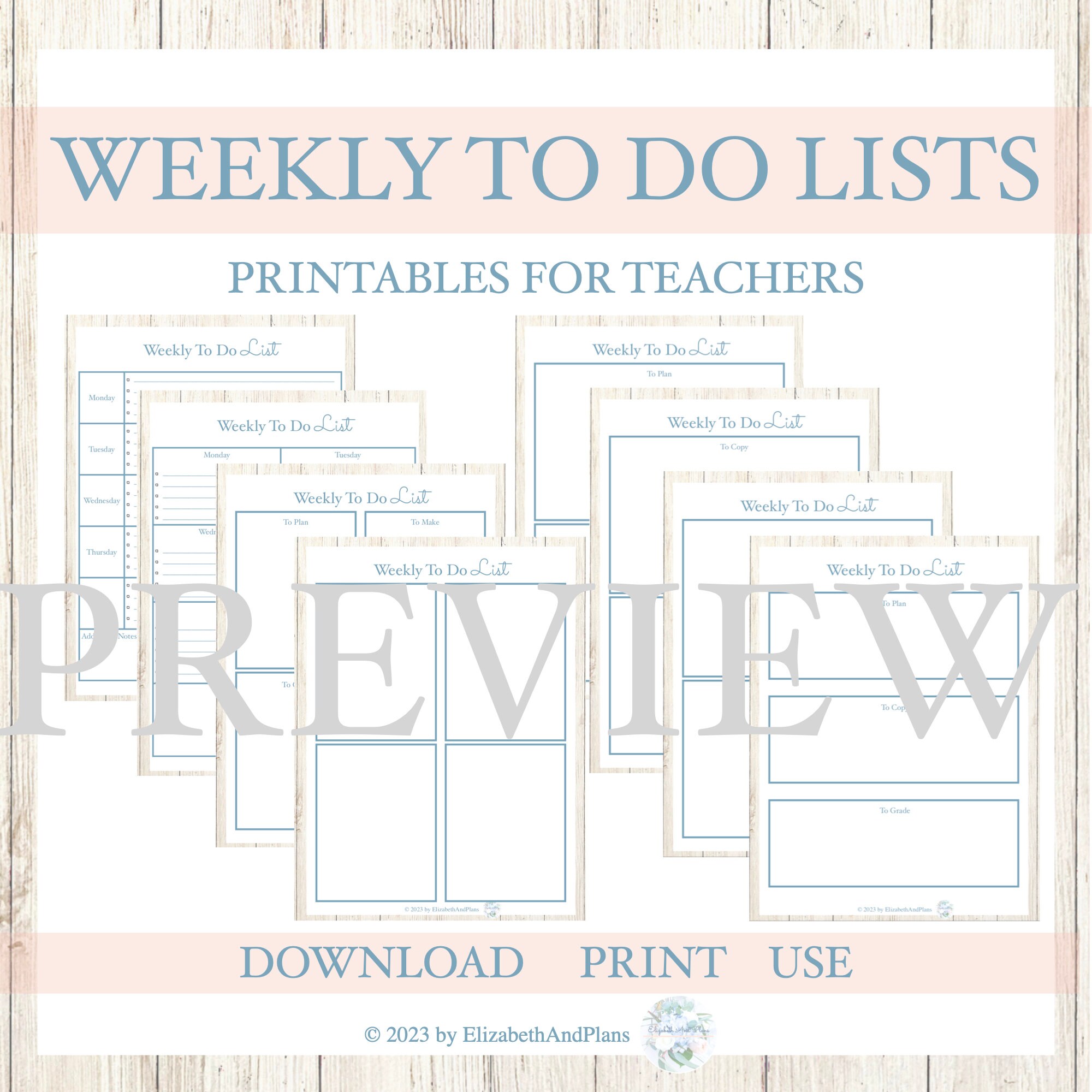 Weekly to Do Lists for Teachers // Printable - Etsy