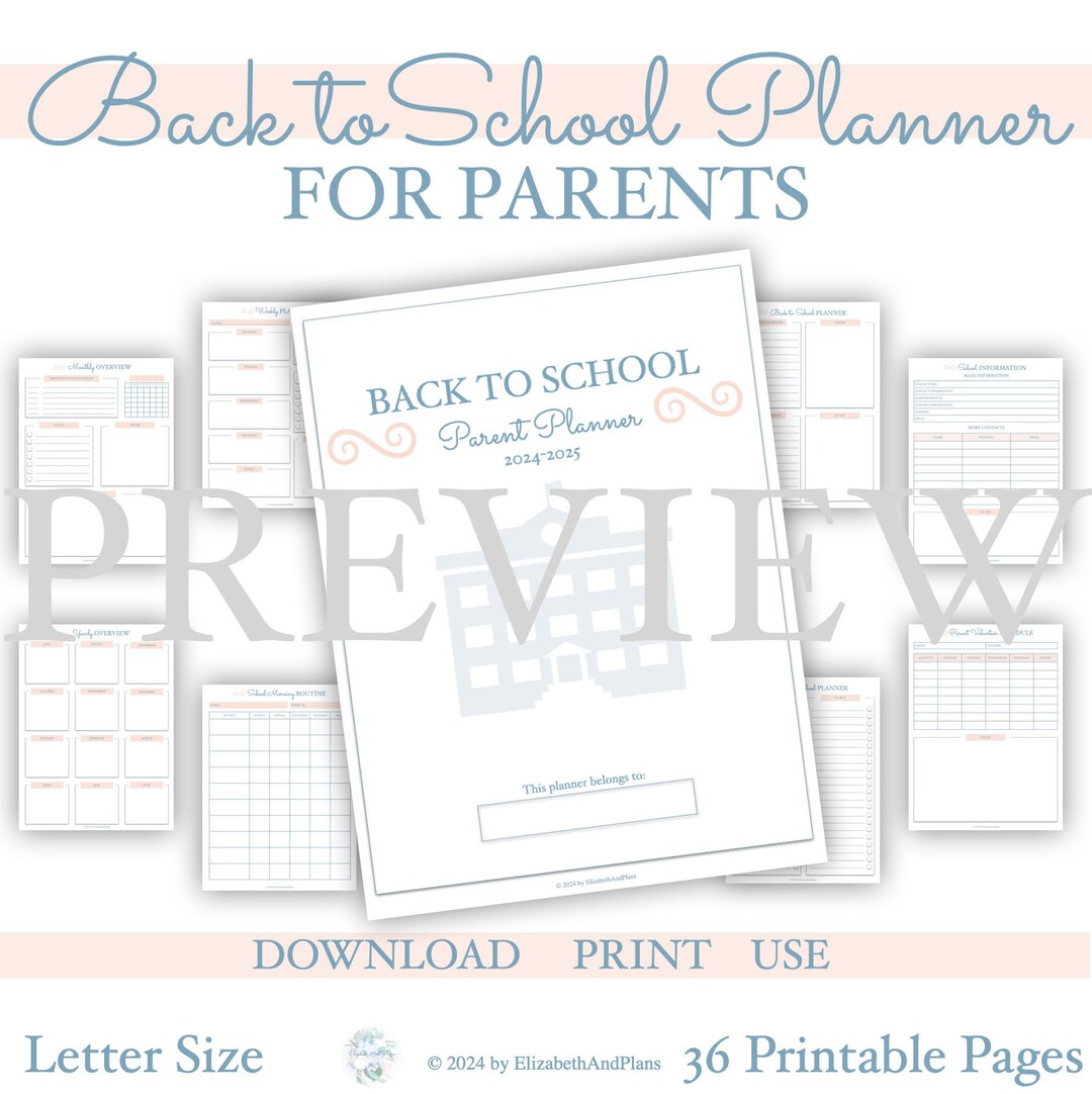 Back to School Planner for Parents // Printables // Planner Templates ...