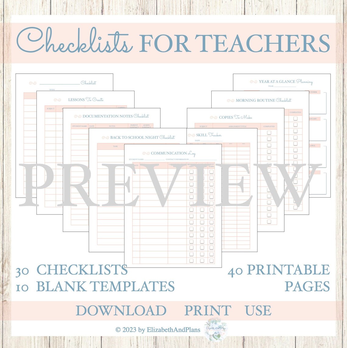 Checklists for Teachers // Printables // Personal Use - Etsy