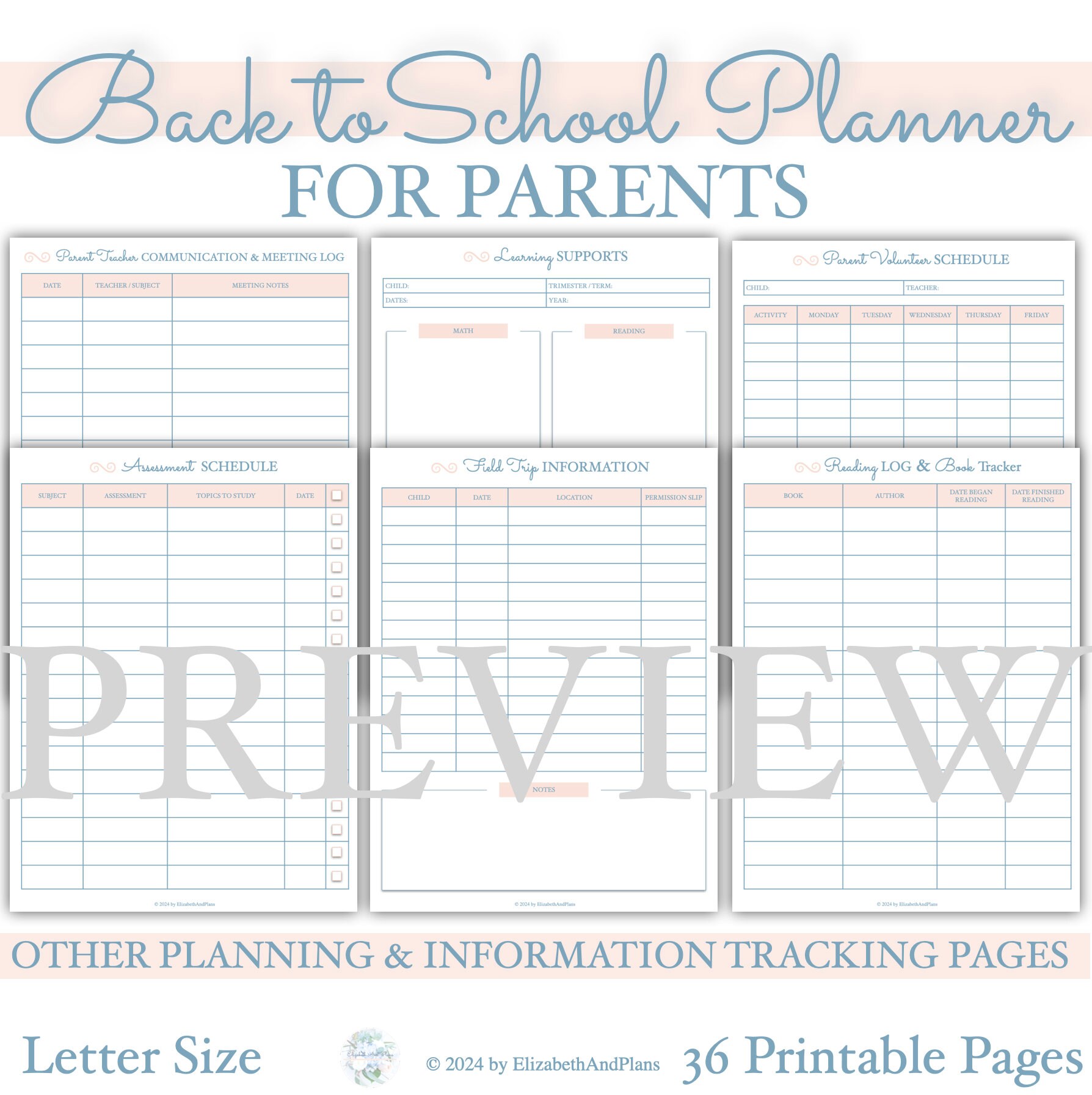 Back to School Planner for Parents // Printables // Planner Templates ...