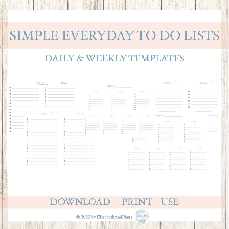 Simple Everyday to Do Lists // Daily & Weekly // Printables // Personal ...