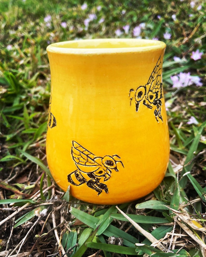 Sgraffito Hand Made Jar With Bee Design Sunset - Etsy