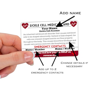Sickle Cell Anemia Medical Alert Card, Sickle Cell Warrior, Sickle Cell ...