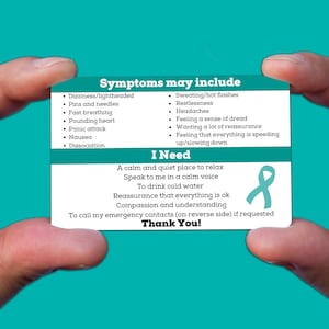 Anxiety Medical Alert ID Card for Wallet, Panic Attacks, Awareness ...