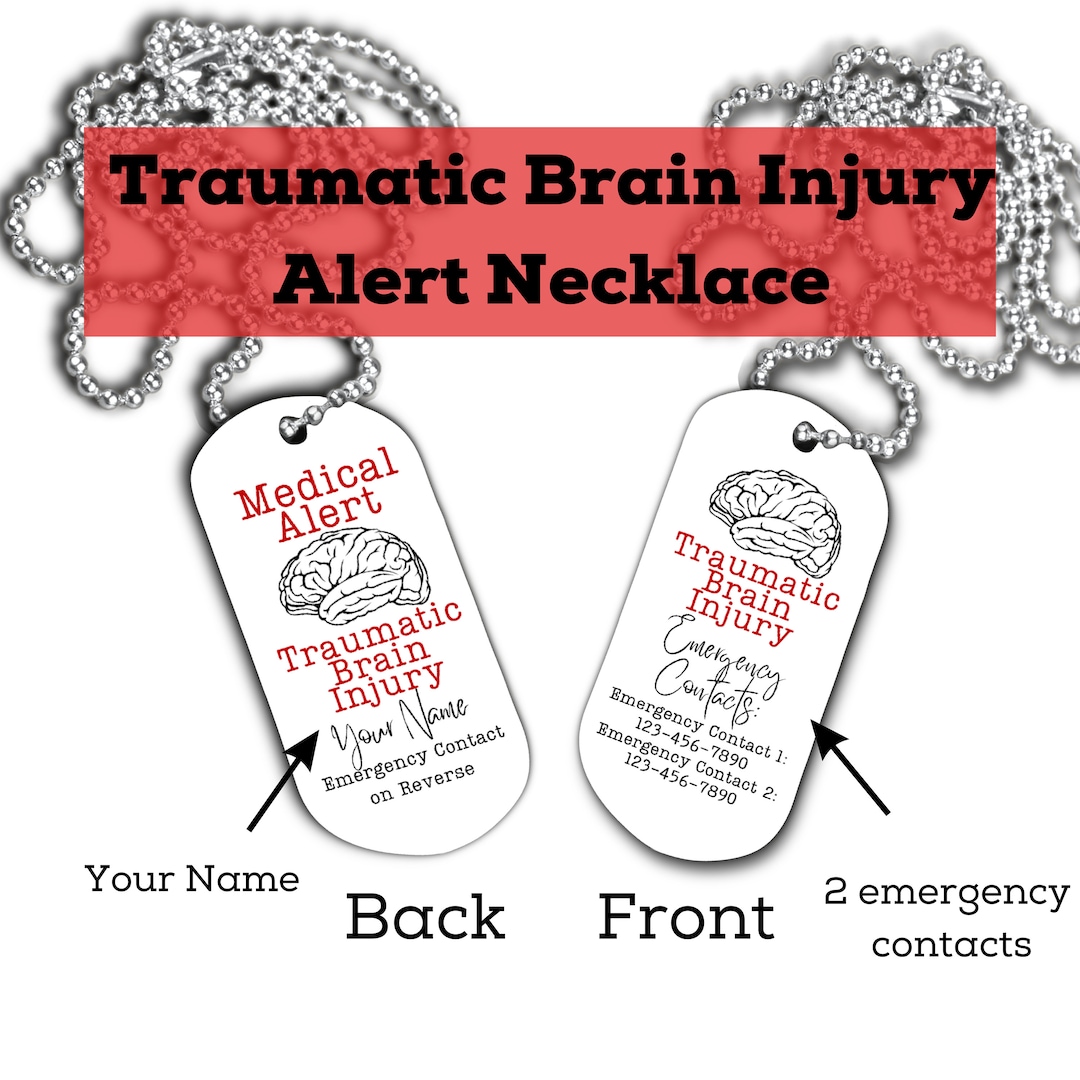 Traumatic Brain Injury TBI Awareness, Medical Alert Jewelry, Necklace ...