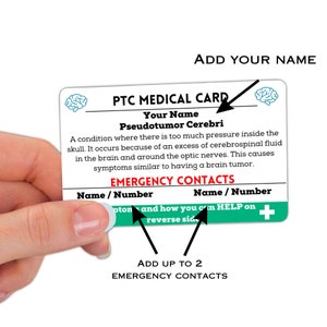 Pseudotumor Cerebri Medical Alert Card, PTC Warrior, Iih Ribbon ...