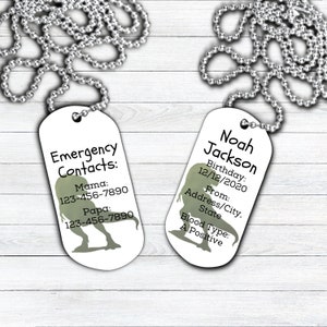 Child Emergency Contact Necklaces, Child ID, Kids Id Tag Personalized ...