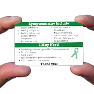 Gastroparesis Medical Card for Wallet, Stomach Problems, Victimized by ...