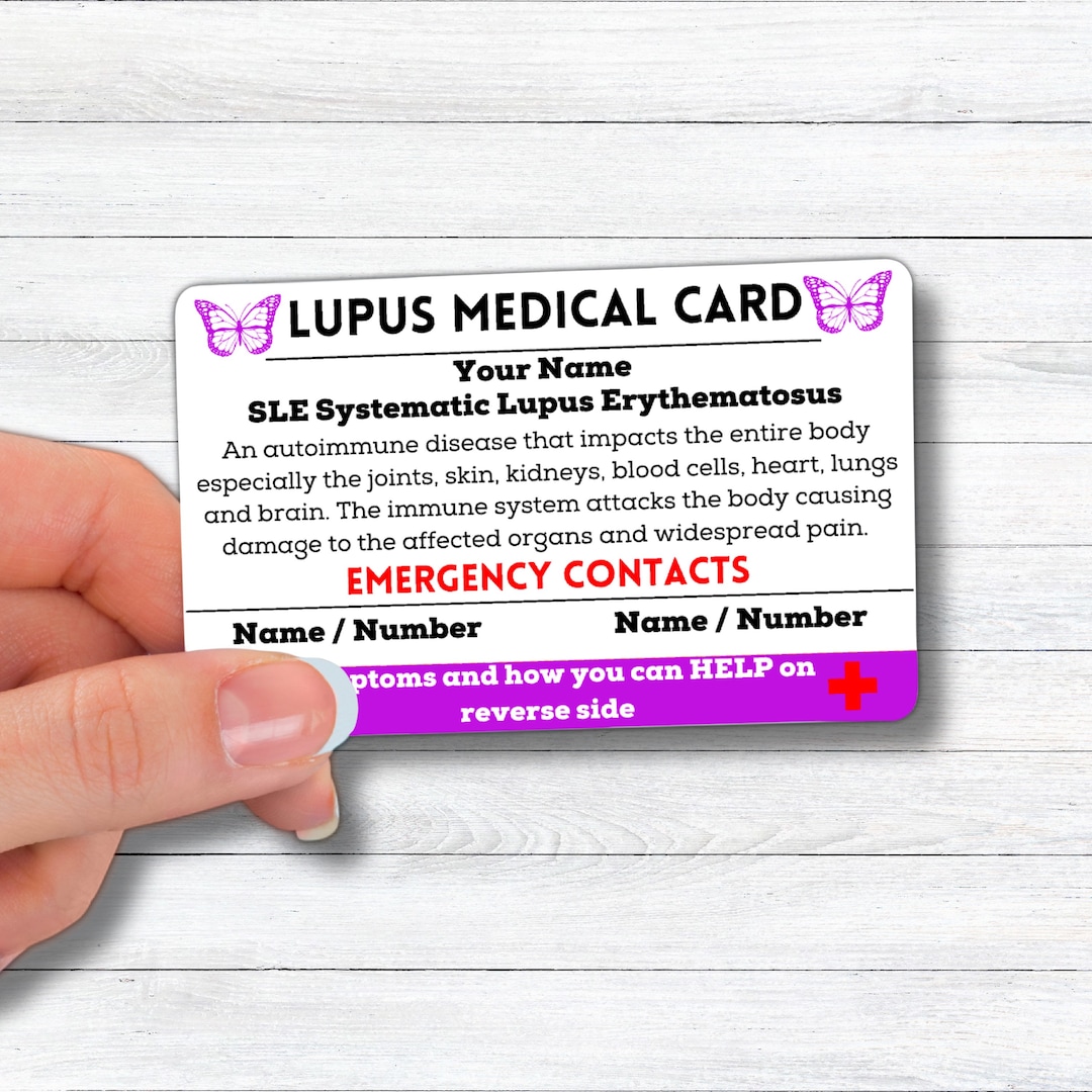 Lupus Emergency Contact Medical Card, Lupus Awareness, Lupus Warrior, I ...