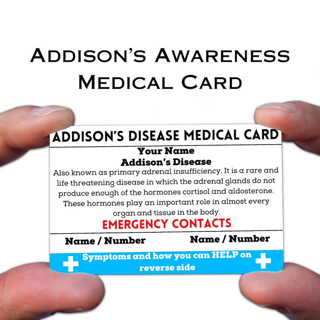 Addisons Disease Awareness, Medical ID Card for Wallet, Adrenal ...