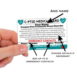 CPTSD Medical Card Complex Post Traumatic Stress Disorder Emergency ...