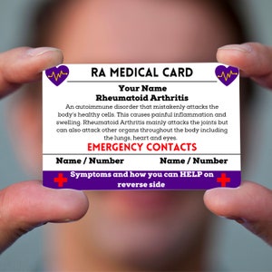 Rheumatoid Arthritis Medical Alert Card, Rheumatoid Arthritis Warrior ...