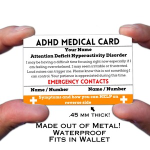 ADHD Medical ID Card, Neurodivergent Brain Awareness, Attention Deficit ...