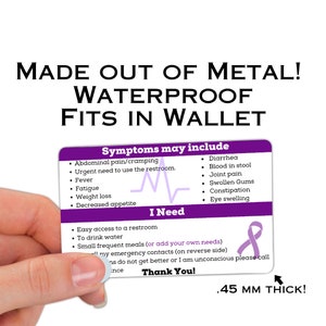 Crohn’s Disease Medical Alert Card, Emergency Contacts Tag, IBD ...