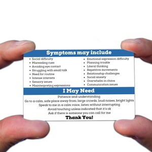 I Am Autistic Card, Autism Awareness Medical ID Card, High Functioning ...