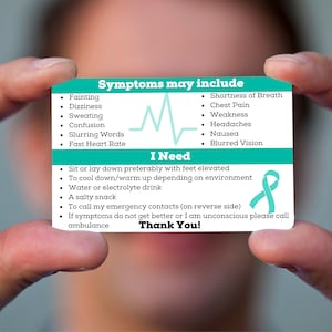 Pots Medical Card, Pots Syndrome Medical Card, Pots Awareness Wallet ...