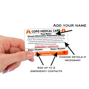 COPD Medical Alert Card for Wallet,medical Tag, COPD Awareness, COPD ...