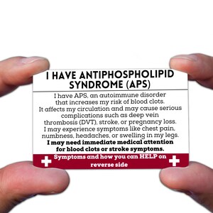 APS Medical ID Card, Antiphospholipid Syndrome Metal Wallet Alert ...