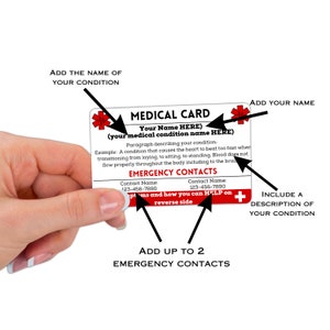 Medical Alert Card, Medical ID Card, Personalized Medical Alert ...