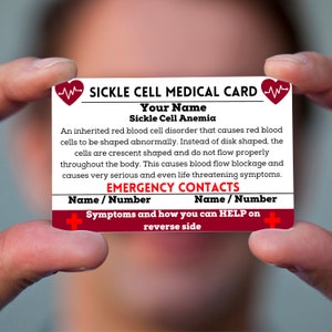 Sickle Cell Anemia Medical Alert Card, Sickle Cell Warrior, Sickle Cell ...