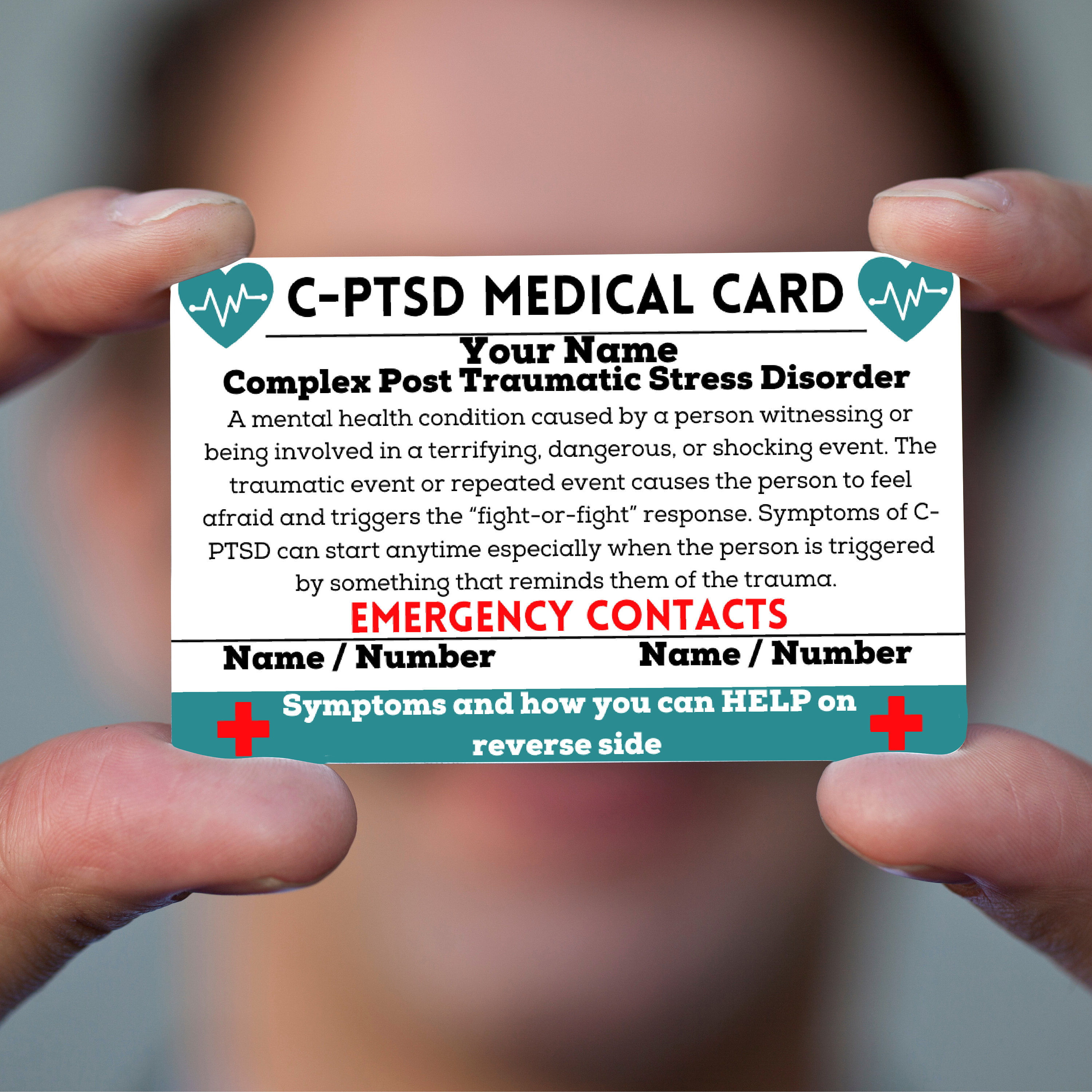 CPTSD Medical Card Complex Post Traumatic Stress Disorder Emergency ...