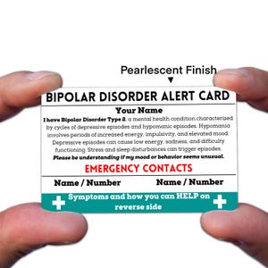 Bipolar Disorder Medical Alert ID Card, Bipolar Type 2 Symptom ...