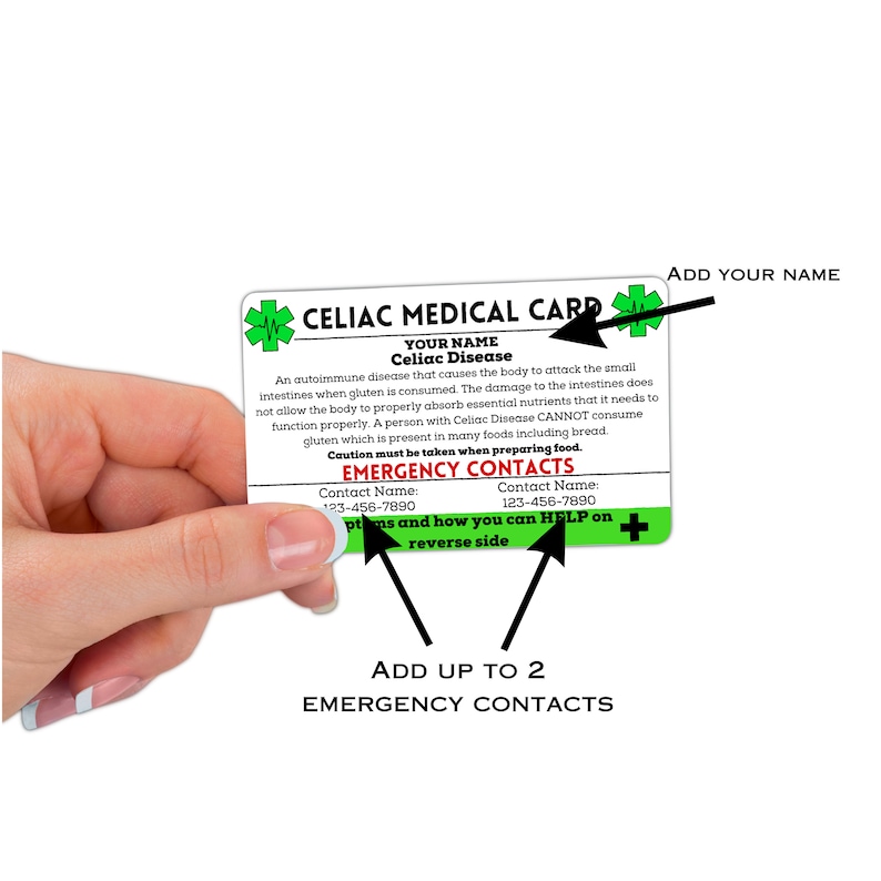 Celiac Disease Card for Wallet, Celiac Disease Awareness, Aware ...