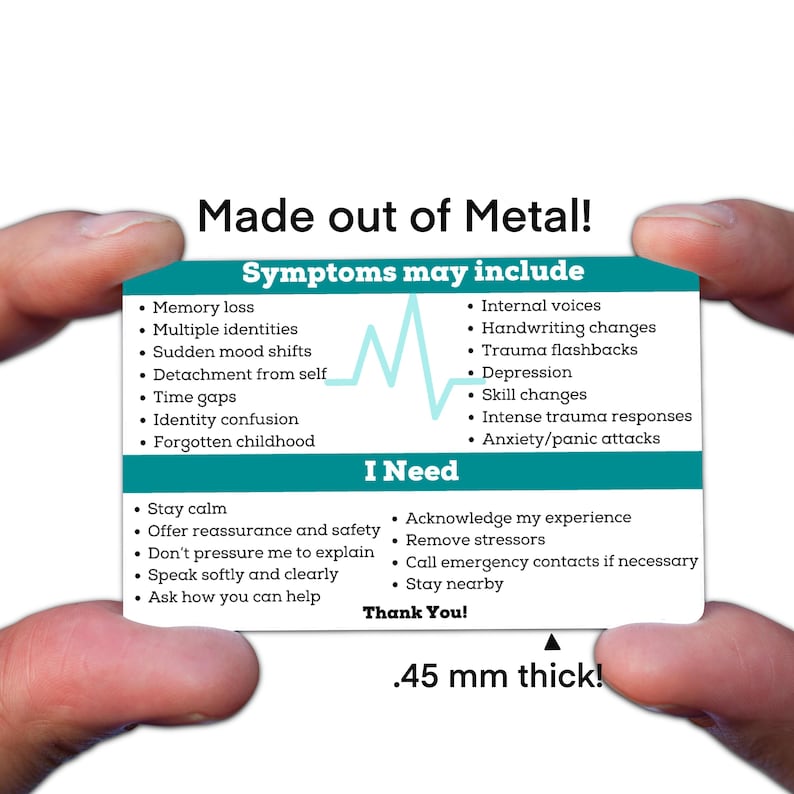 Dissociative Identity Disorder Awareness Medical Card Coping With ...