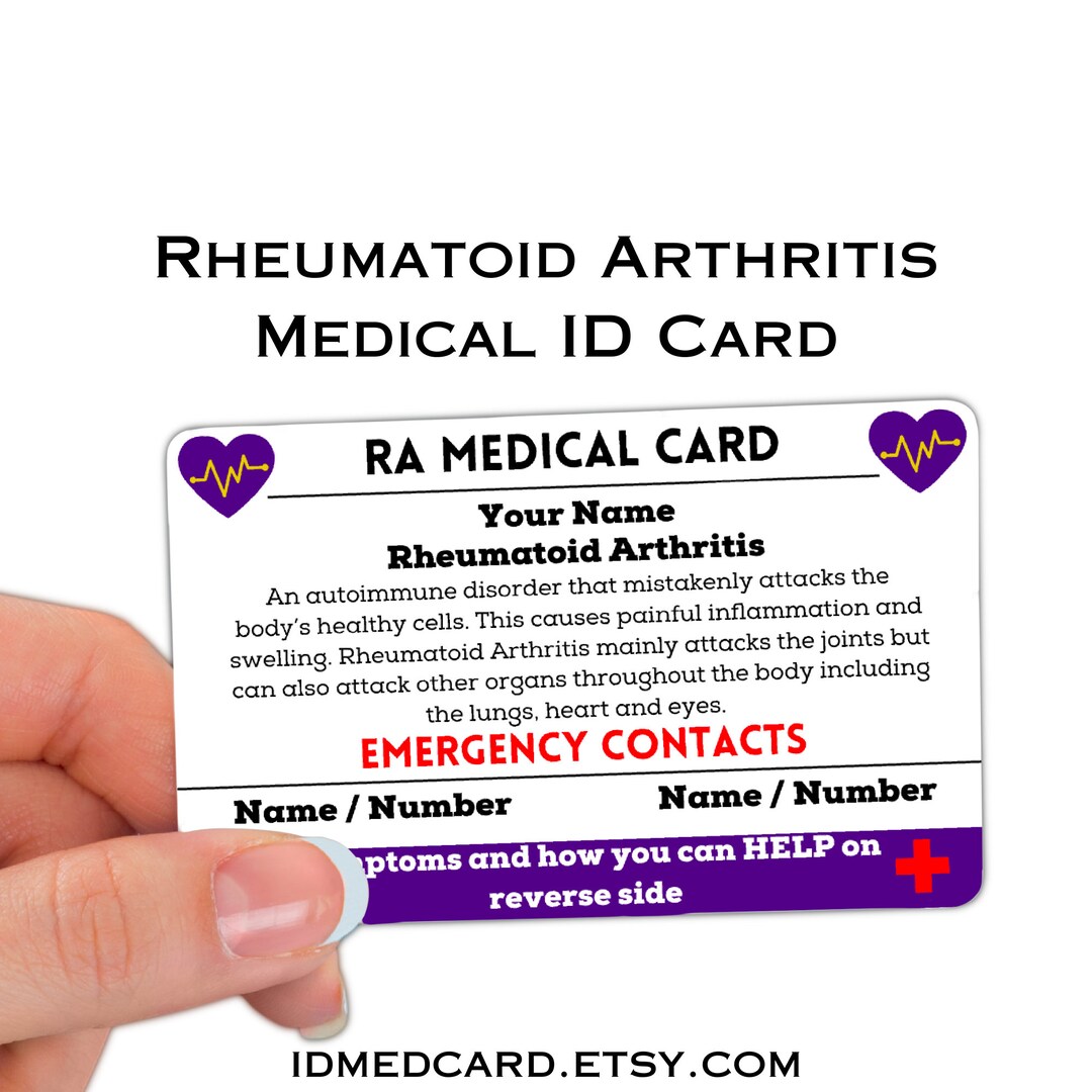 Rheumatoid Arthritis Medical Alert Card, Rheumatoid Arthritis Warrior ...
