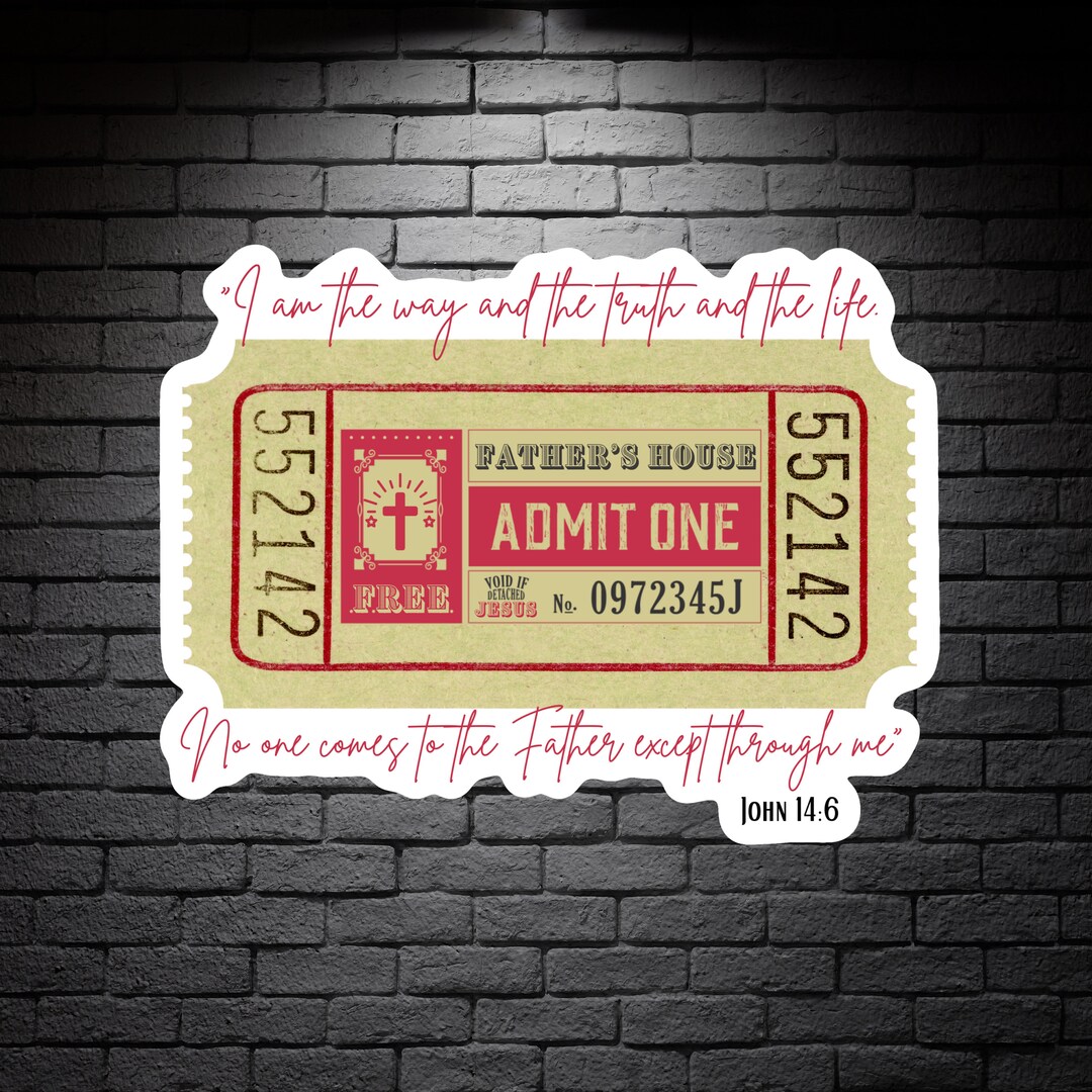 John 14:6 Red Letter Jesus Stickers, Ticket to Heaven, Messiah ...