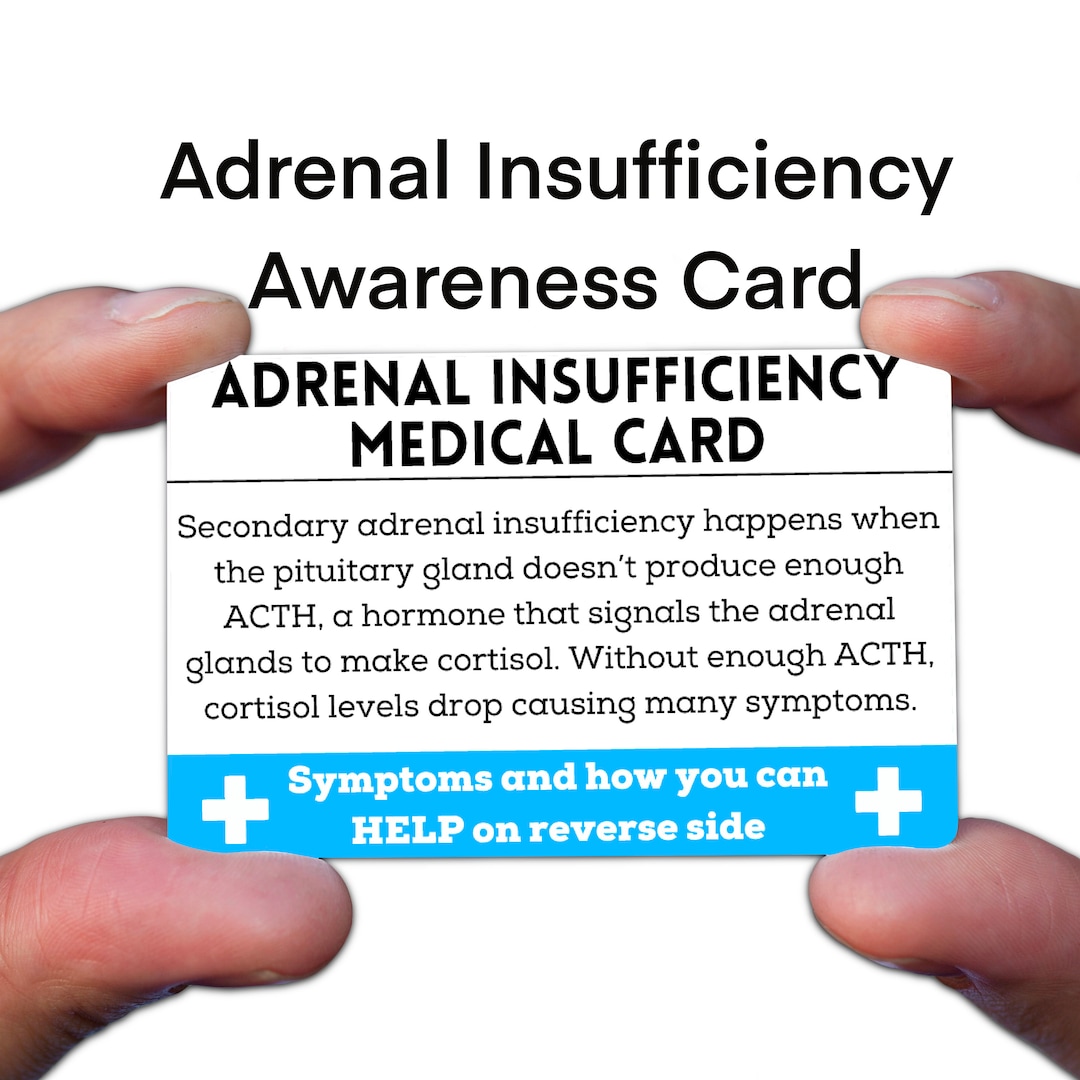 Adrenal Insufficiency Awareness, Medical ID Card for Wallet, Secondary ...