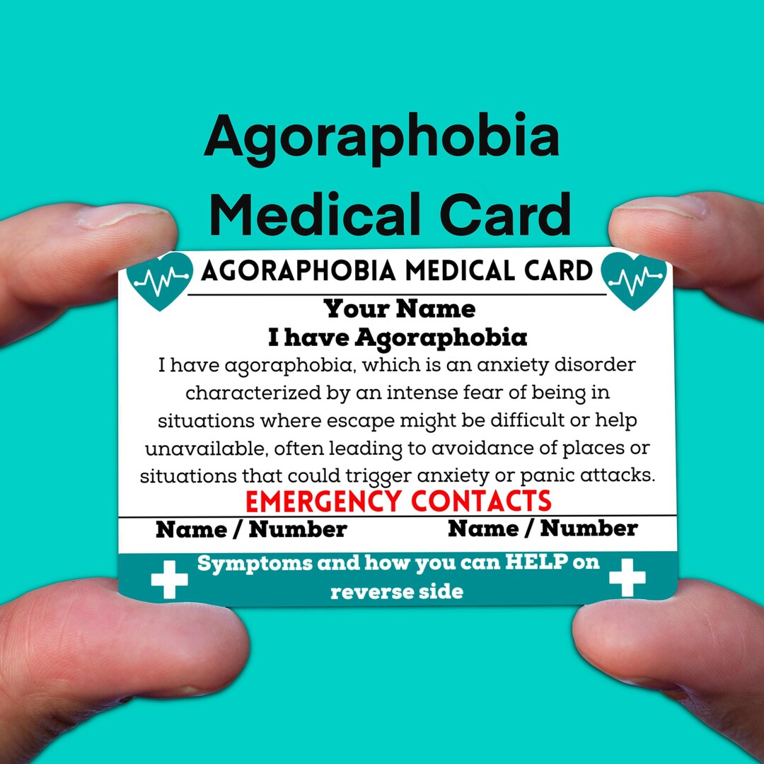 I Have Agoraphobia Medical Alert ID Card, Aware Tag, Anxiety & Panic ...