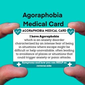 I Have Agoraphobia Medical Alert ID Card, Aware Tag, Anxiety & Panic ...