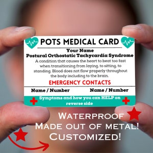 Pots Medical Card, Pots Syndrome Medical Card, Pots Awareness Wallet ...
