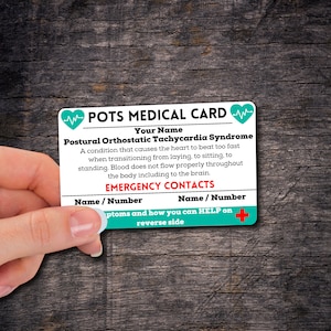 Pots Medical Card Package, Pots Syndrome, Pots Awareness Wallet Insert ...