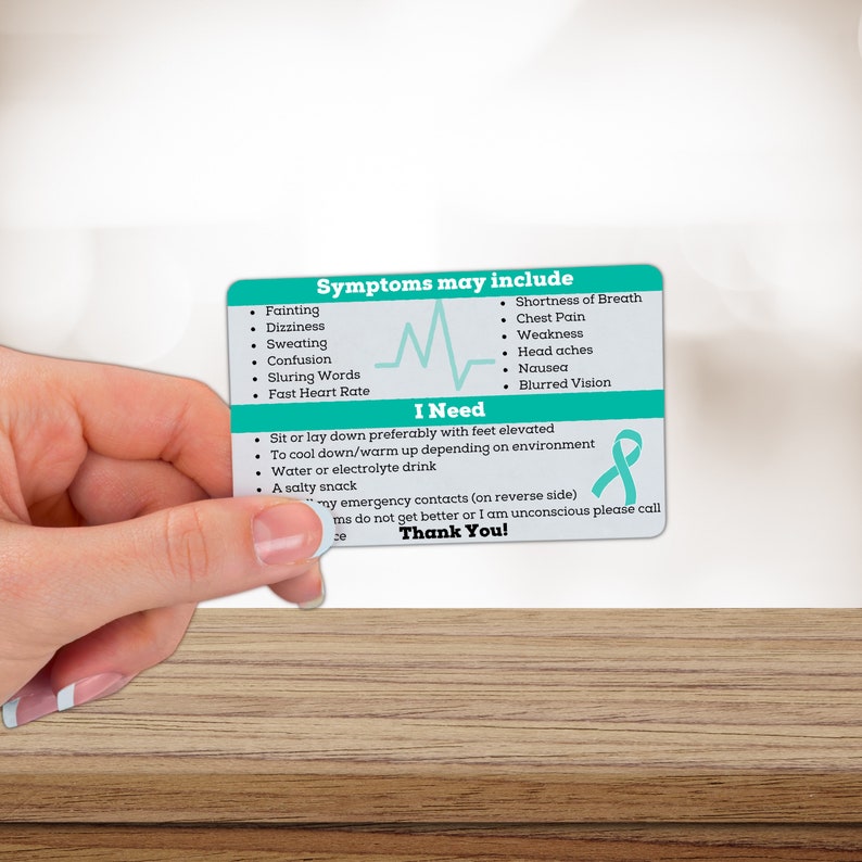 Pots Medical Card, Pots Syndrome Medical Card, Pots Awareness Wallet ...
