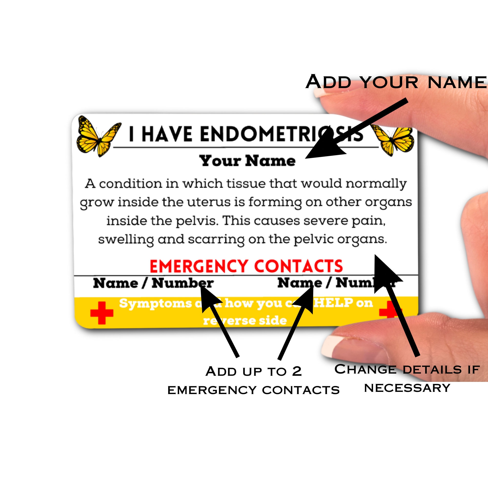 Endometriosis Medical Card, Endo Awareness ID Tag, Endo Badge Reels ...