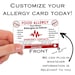 Customized Food Allergy Card, Custom Allergies ID, Medical Health Alert ...