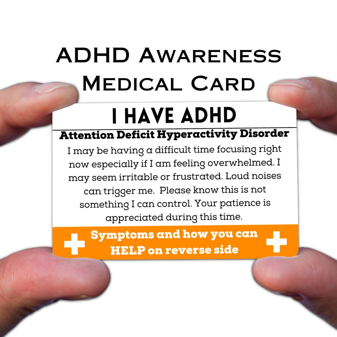 ADHD Medical ID Card, Neurodivergent Brain Awareness, Attention Deficit ...
