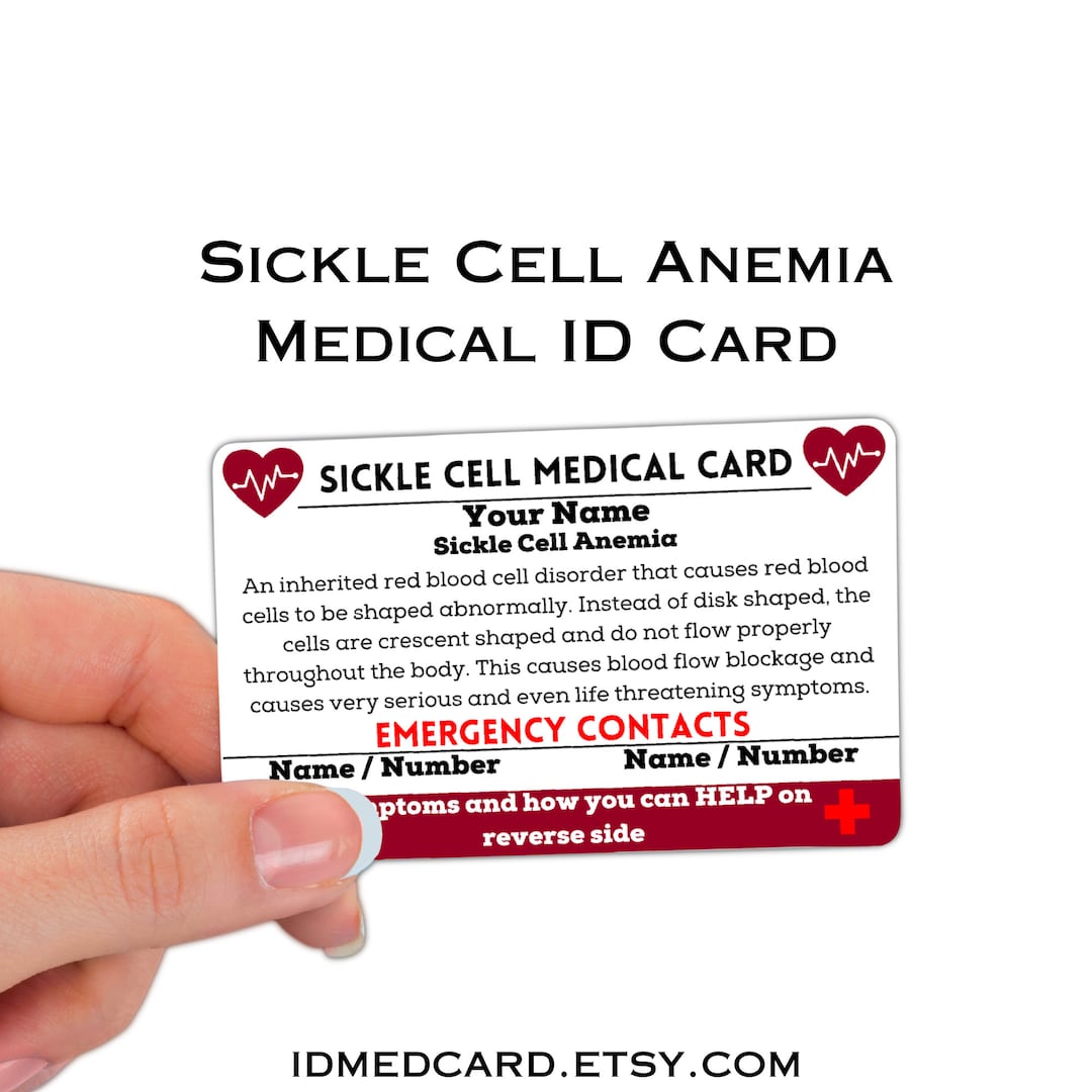 Sickle Cell Anemia Medical Alert Card, Sickle Cell Warrior, Sickle Cell ...
