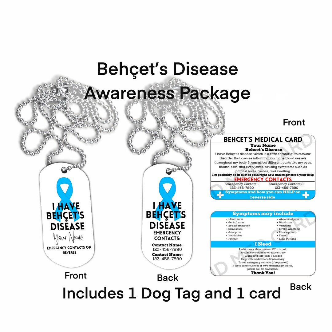 Behçet’s Disease Awareness Medical ID Package Dog Tag Necklace, Behcet ...