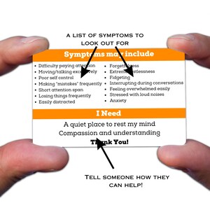 ADHD Medical ID Card, Neurodivergent Brain Awareness, Attention Deficit ...