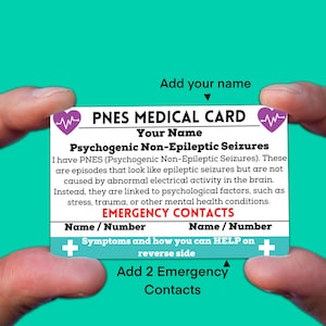 PNES Medical Alert ID Card, Aware Tag, Non Epileptic Psychogenic ...