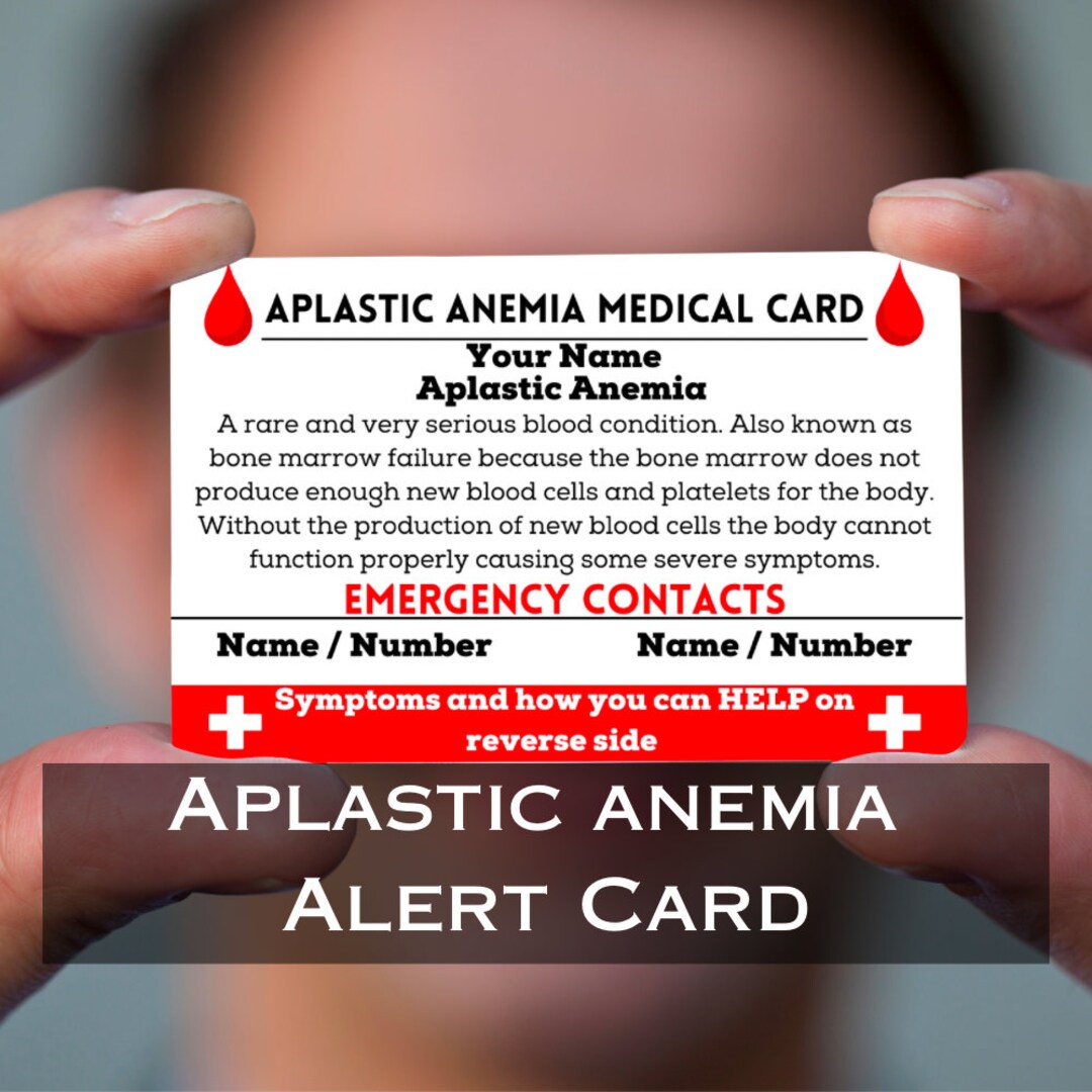 Aplastic Anemia Medical Alert Card for Wallet, Aplastic Anemia ...