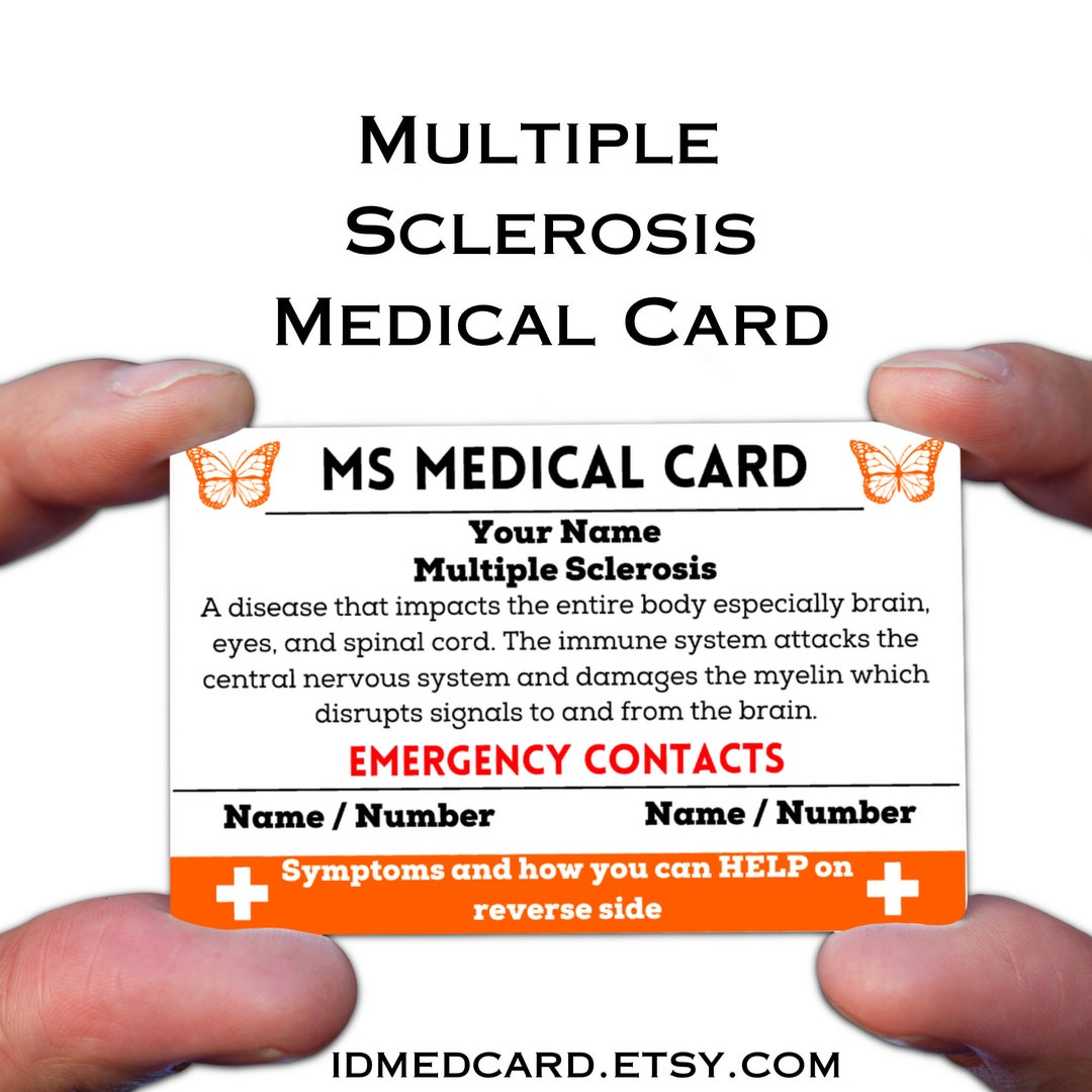 MS Emergency Contact Medical Card, Metal, MS Medical Card, Ms Id Cards ...