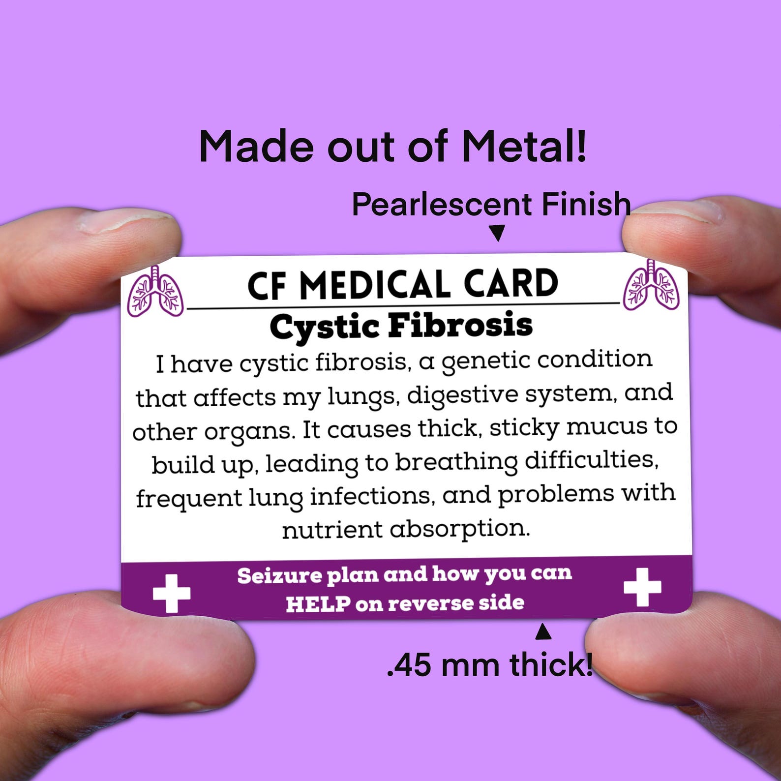 Cystic Fibrosis Medical Alert ID Card, Aware Tag, Cystic Fibrosis ...