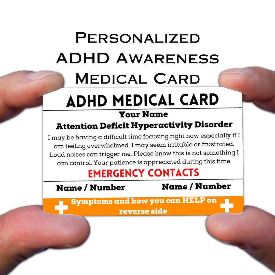 ADHD Medical ID Card, Neurodivergent Brain Awareness, Attention Deficit ...